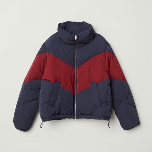 H&M | Jackets & Coats | Hm Padded Puffer Zip Front Jacket Two Tone ...